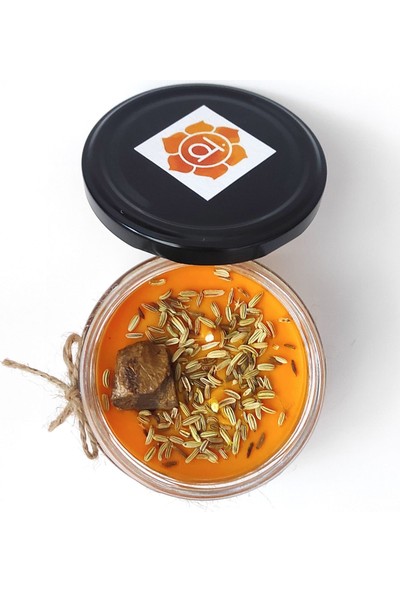 Sakral Çakra Mumu Portakal ve Rezene Doğal Taşlı