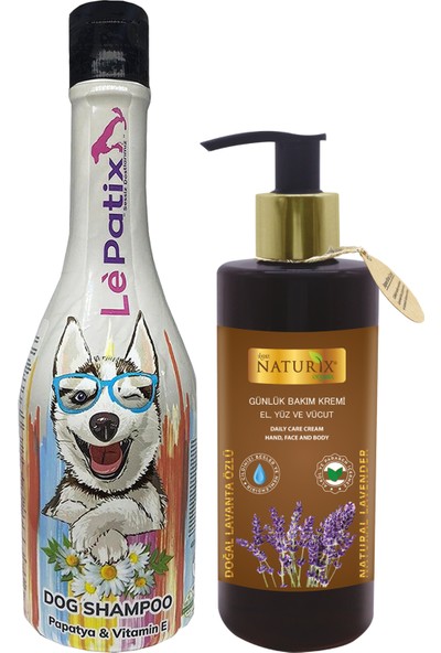 LéPatix Köpek Şampuanı Tüy Dökülme Önleyici Papatya Pet Shampoo 400 ml + Lavanta Yağlı El Yüz Vücut Losyonu 250 Ml LéPatix Köpek Şampuanı Tüy Dökülme Önleyici Papatya Pet Shampoo 400 ml + Lavanta Yağlı El Yüz Vücut Losyonu 250 Ml