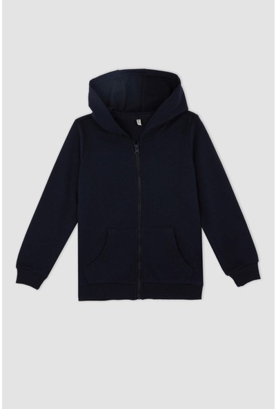 DeFacto Kız Çocuk Regular Fit Kapüşonlu Kalın Kumaş Hırka Y0943A622AU