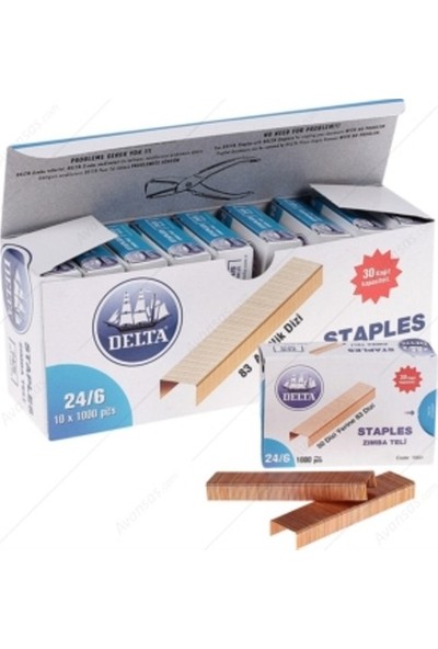 Delta Zımba Teli Bakır No: 24/6 1000'LIK 1 Paket / Standart Büyük Zımba Teli Delta Zımba Teli Bakır No: 24/6 1000'LIK 1 Paket / Standart Büyük Zımba Teli