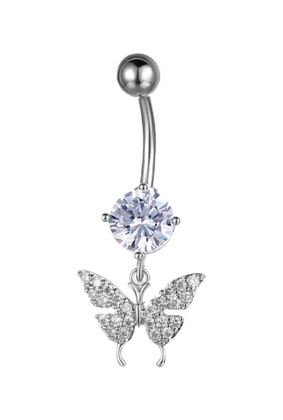 Chavin Beyaz Taşlı Kelebek Model Sallantılı Göbek Piercing ES57 Chavin Beyaz Taşlı Kelebek Model Sallantılı Göbek Piercing ES57