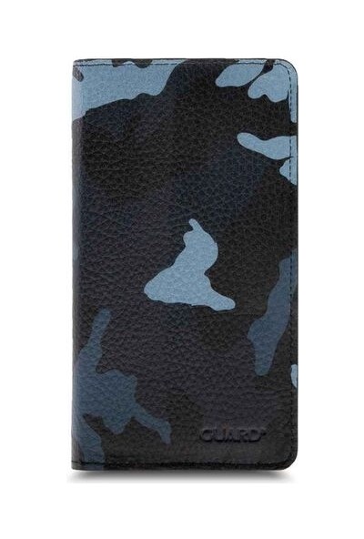 Guard Leather Guard Plus Telefon Girişli Garni Mavi Kamuflaj Deri Unisex Cüzdan