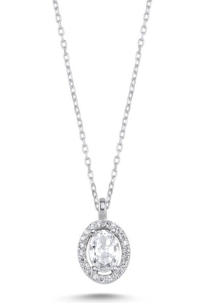 Afife Gümüş Oval Zirkon Taşlı Halo Tektaş Hayalet Kolye Afife Gümüş Oval Zirkon Taşlı Halo Tektaş Hayalet Kolye