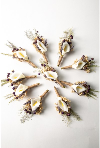 10 Adet Sarı Renk Kuru Çiçek Damat Sağdıç Yaka Çiçeği Ykç62