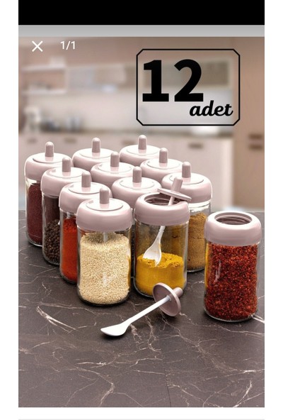 Ensar Ev 12 Parça Kaşıklı Baharat Takımı Pudra Renk