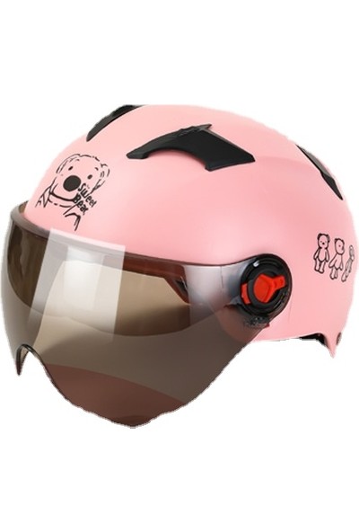 Dlloer Baskılı Yarım Motosiklet Kaskı - Pembe (Yurt Dışından)