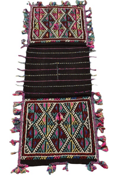 El Dokuma Nadir Otantik Çift Gözlü Yün Kilim Heybe El Dokuma Nadir Otantik Çift Gözlü Yün Kilim Heybe