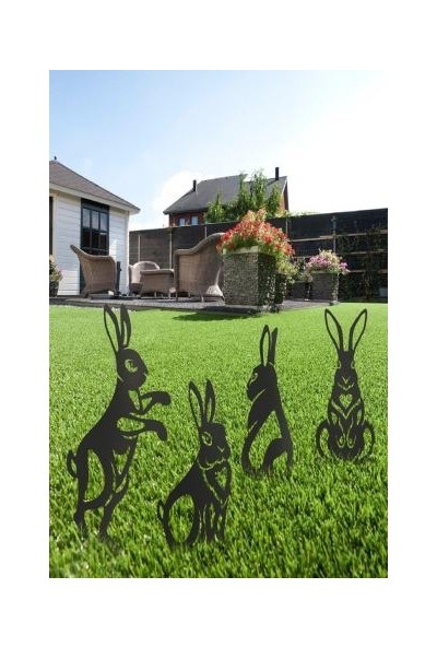 Dekoratif, Metal, 4lü Set Tavşanlar Bahçe Süsü Bahçe Dekoru RMA61 Dekoratif, Metal, 4lü Set Tavşanlar Bahçe Süsü Bahçe Dekoru RMA61