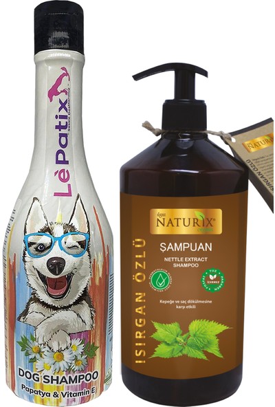 LéPatix Köpek Şampuanı Tüy Dökülme ve Topaklanma Önleyici Koku Giderici Papatya Özlü Pet Şampuan 400 ml + Naturix Kepeğe Karşı Isırgan Otu Özlü Şampuan 600 ml LéPatix Köpek Şampuanı Tüy Dökülme ve Topaklanma Önleyici Koku Giderici Papatya Özlü Pet Şampuan 400 ml + Naturix Kepeğe Karşı Isırgan Otu Özlü Şampuan 600 ml