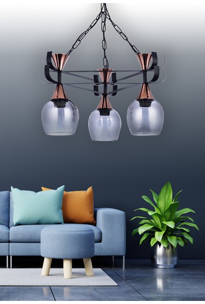 Nisa Avize Aydınlatma 3'lü Sevgi Siyah Camlı Modern Salon Avize Nisa Avize Aydınlatma 3'lü Sevgi Siyah Camlı Modern Salon Avize