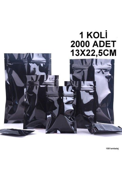 Siyah 13X22,5 cm 250 Gr'lık Kilitli Doypack Torba 1 Koli 2000 Adet Siyah 13X22,5 cm 250 Gr'lık Kilitli Doypack Torba 1 Koli 2000 Adet