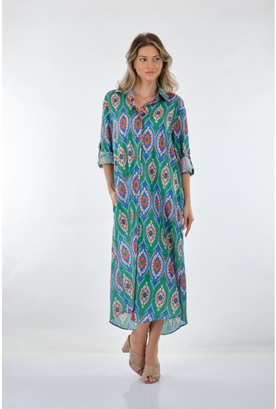 Ysatis Çiçekli Uzun Kollu Yeşil Kadın Ceket 22221000132