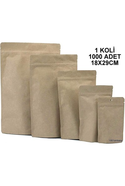 Kraft 18X29 cm 750 Gr'lık Kilitli Doypack Torba 1 Koli 1000 Adet Kraft 18X29 cm 750 Gr'lık Kilitli Doypack Torba 1 Koli 1000 Adet