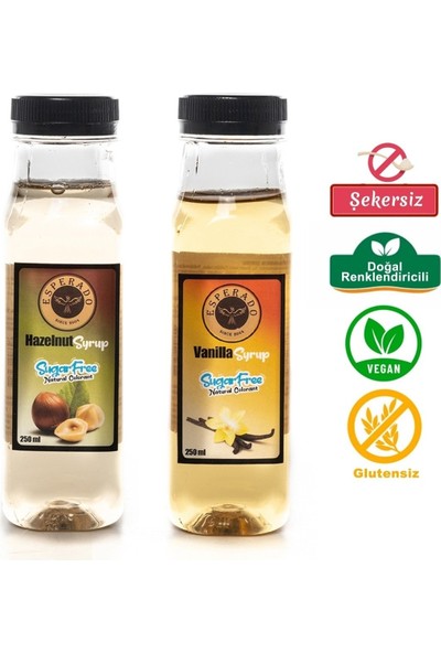 Esperado - Kahve Şurup Seti-Vanilya*fındık -ŞEKERSİZ-ZERO-250 ml x 2