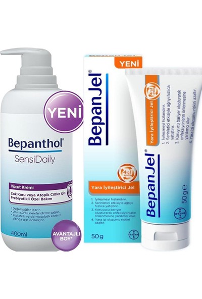Bepanthol Sensidaily Pompalı Vücut Kremi 400 ml + Bepanjel Yara Iyileştirici Jel 50 gr Bepanthol Sensidaily Pompalı Vücut Kremi 400 ml + Bepanjel Yara Iyileştirici Jel 50 gr