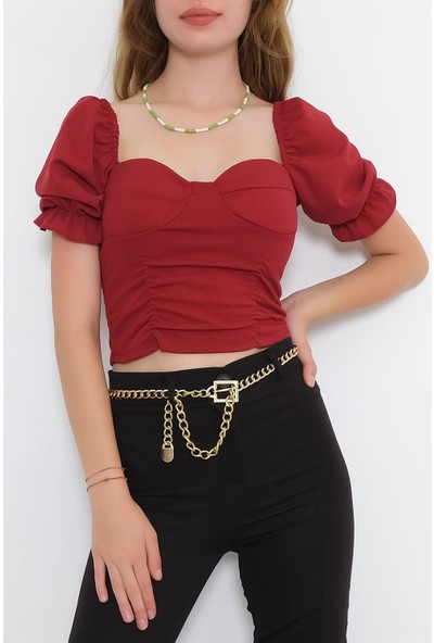 Modaymış Straplez Bluz Bordo - 9852.631.