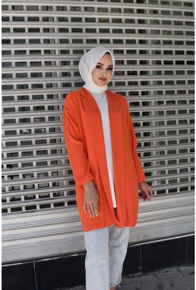 Azra Fashion Ikoll Basic Oversize Ceket 28571 - Turuncu - Tek Beden Azra Fashion Ikoll Basic Oversize Ceket 28571 - Turuncu - Tek Beden
