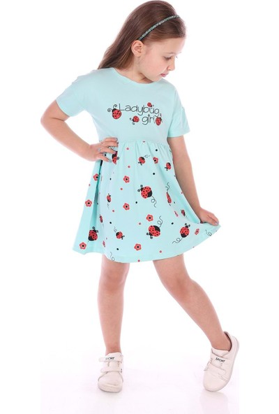 Toontoy Kız Bebek Ladybug Girl Uğur Böcek Baskılı Elbise