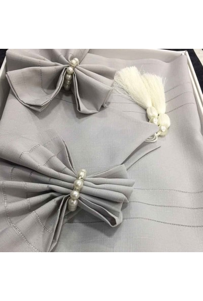 Erciyes Home Colber Masa Örtüsü TAKIMI12KIŞILIK Spor Tasarım Gri