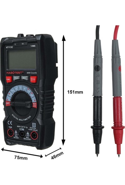 Emba Habotest Multımetre Ampermetre Ölçü Aleti Dijital Fenerli HT-113C Emba Habotest Multımetre Ampermetre Ölçü Aleti Dijital Fenerli HT-113C