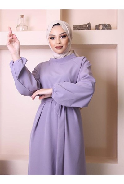 Online Sepetinde Fırfırlı Lila Elbise