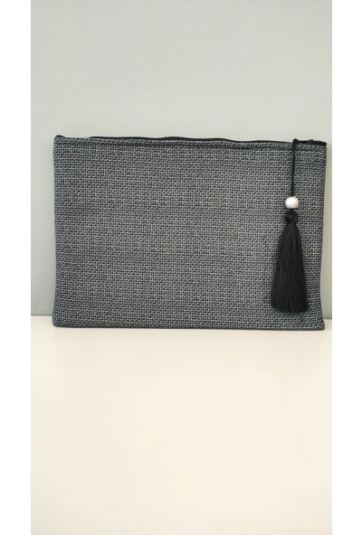 Tataroğlu Dijital Kumaş Siyah Beyaz Mini Örgü Efektli Clutch Tataroğlu Dijital Kumaş Siyah Beyaz Mini Örgü Efektli Clutch