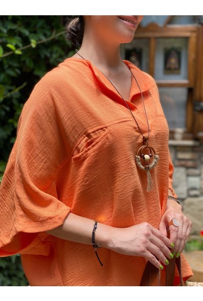 Seda Aslan Butik Turuncu Kolyeli Müslin Takım Seda Aslan Butik Turuncu Kolyeli Müslin Takım