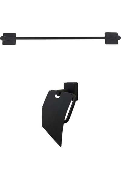 Siyah Lavanta Serisi Kapaklı Wc Kağıtlık Uzun Havluluk