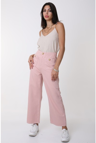 Mawa Önü Top Düğmeli Parça Boya Pantolon