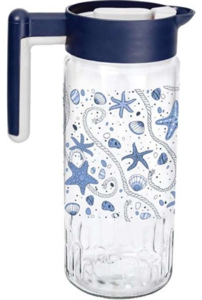 Desenli Sürahi 1430 ml Beyaz Mor