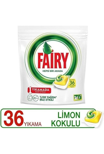 Fairy Hepsi Bir Arada 36 Yıkama Bulaşık Makinesi Deterjanı Kapsülü Limon Kokulu Fairy Hepsi Bir Arada 36 Yıkama Bulaşık Makinesi Deterjanı Kapsülü Limon Kokulu