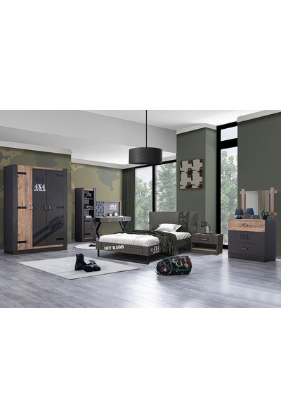 Setay Çocuk Odası - Offroad Çocuk Odası Takımı - Dolap, Karyola, Çalışma Masası, Şifonyer, Komodin, Kitaplık