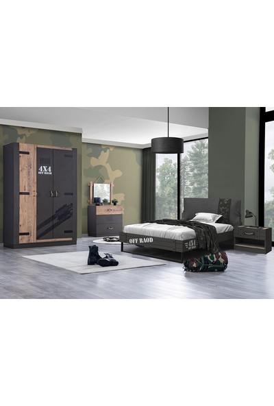 Setay Çocuk Odası - Offroad Çocuk Odası Takımı - Dolap, Karyola, Şifonyer, Komodin
