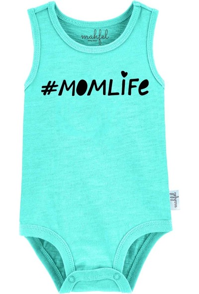 Bej Melanj Organik Baskılı Askılı Çıtçıtlı Bebek BODYBEJATLET46