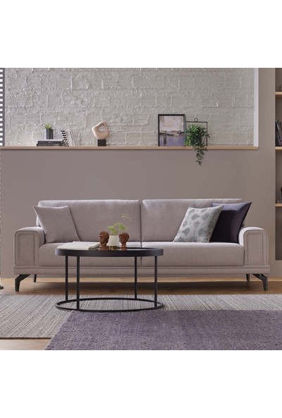 Enza Home Evora 3'lü Yataklı Koltuk, Keten Dokulu - Açık Gri Enza Home Evora 3'lü Yataklı Koltuk, Keten Dokulu - Açık Gri