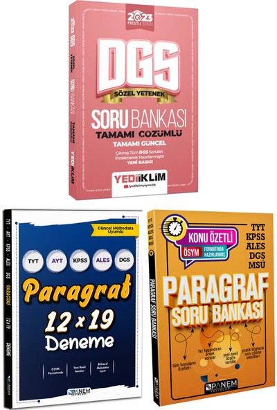 Yediiklim Yayınları DGS Sözel Yetenek Soru Bankası - Panem Paragraf Soru Bankası - Deneme Yediiklim Yayınları DGS Sözel Yetenek Soru Bankası - Panem Paragraf Soru Bankası - Deneme