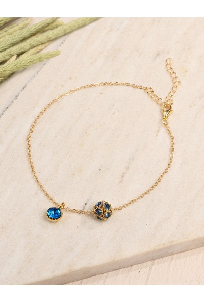 Jimmy Key Kadın Sarı Taşlı Zincir Halhal