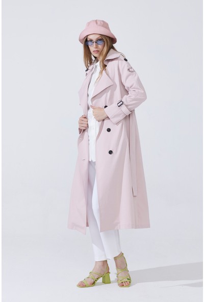 Fahhar Cosmos Kruvaze Trençkot Toz Pembe