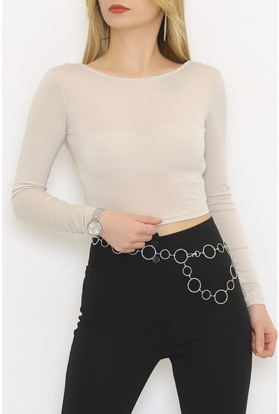 Drk Store Sırtı Zincir Detaylı Bluz Taş - 4047.1594. Drk Store Sırtı Zincir Detaylı Bluz Taş - 4047.1594.