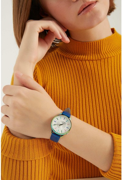 Aqua di Polo Kadın Mavi Deri Kordonlu Analog Kol Saati A6342