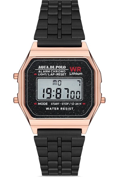 Aqua di Polo Unisex Siyah Metal Kordonlu Dijital Kol Saati APWA064203 Aqua di Polo Unisex Siyah Metal Kordonlu Dijital Kol Saati APWA064203