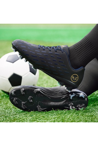 Stonghengqi BG14H22035 Siyah - Altın Erkek Sivri Kaymaz ve Aşınmaz Gündelik Spor Futbol Ayakkabıları (Yurt Dışından)