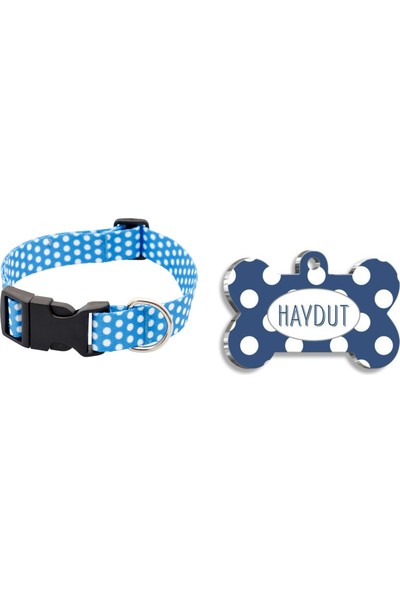 Mimi Puantiyeli Köpek Tasması 25-45CM+ÇELIK Kaplama Künye Mimi Puantiyeli Köpek Tasması 25-45CM+ÇELIK Kaplama Künye