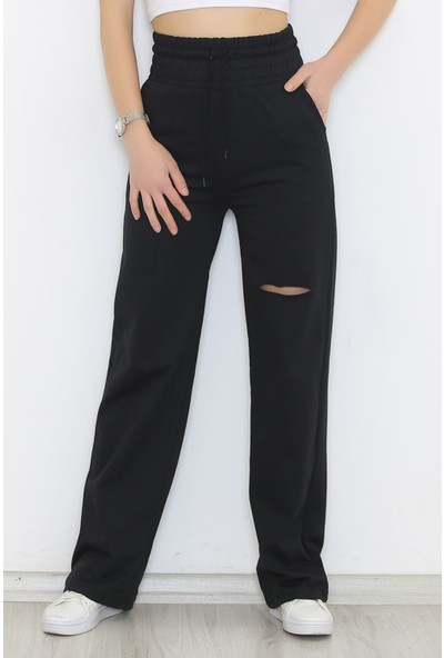 Diz Yırtıklı Eşofman Altı Siyah - 9368.1348.