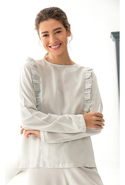 Elegance Viskon Kadın Pijama Takımı M Gri