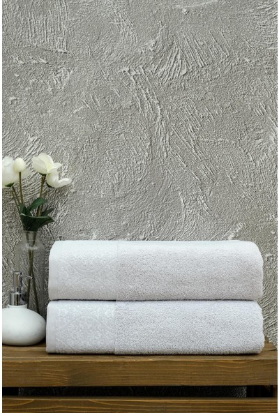 2'li 70X140 Gri Kadife Bordürlü Banyo Havlusu