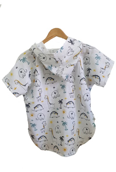 S&r Müslin Çoçuk Panço Plaj Elbisesi Safari Hayvan Desenli Unisex S&r Müslin Çoçuk Panço Plaj Elbisesi Safari Hayvan Desenli Unisex