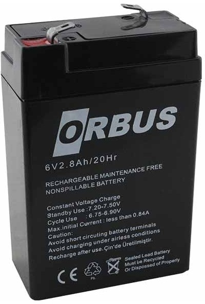 Akü 6 Volt 2.8 Amper Dik Atex * Fza * Orbus ( 66 x 33 x 97 mm ) Akü 6 Volt 2.8 Amper Dik Atex * Fza * Orbus ( 66 x 33 x 97 mm )