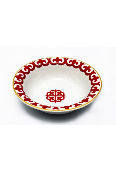 Mi Su Deco Gold Şerit Etnik Desenli 23K Porselen Servis Kasesi