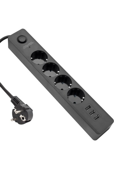 Powermaster 4'lü 3 Usb'li 1.5 Metre Termal Akım Korumalı Grup Priz (10A-2500W) Powermaster 4'lü 3 Usb'li 1.5 Metre Termal Akım Korumalı Grup Priz (10A-2500W)